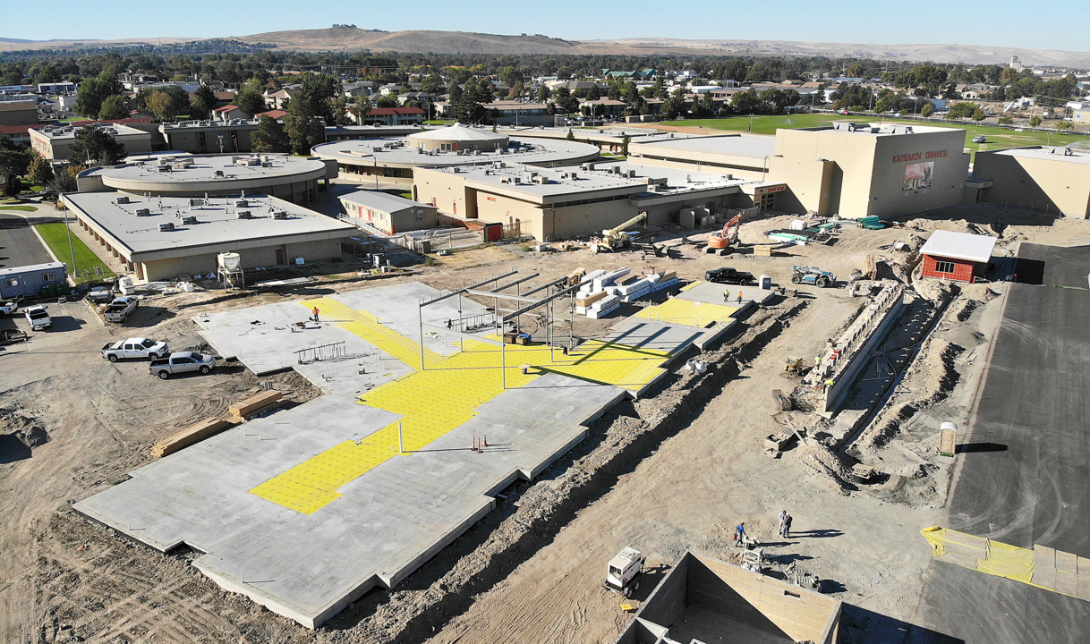 Crews work on an estimated $14 million project at Kamiakin High School ...