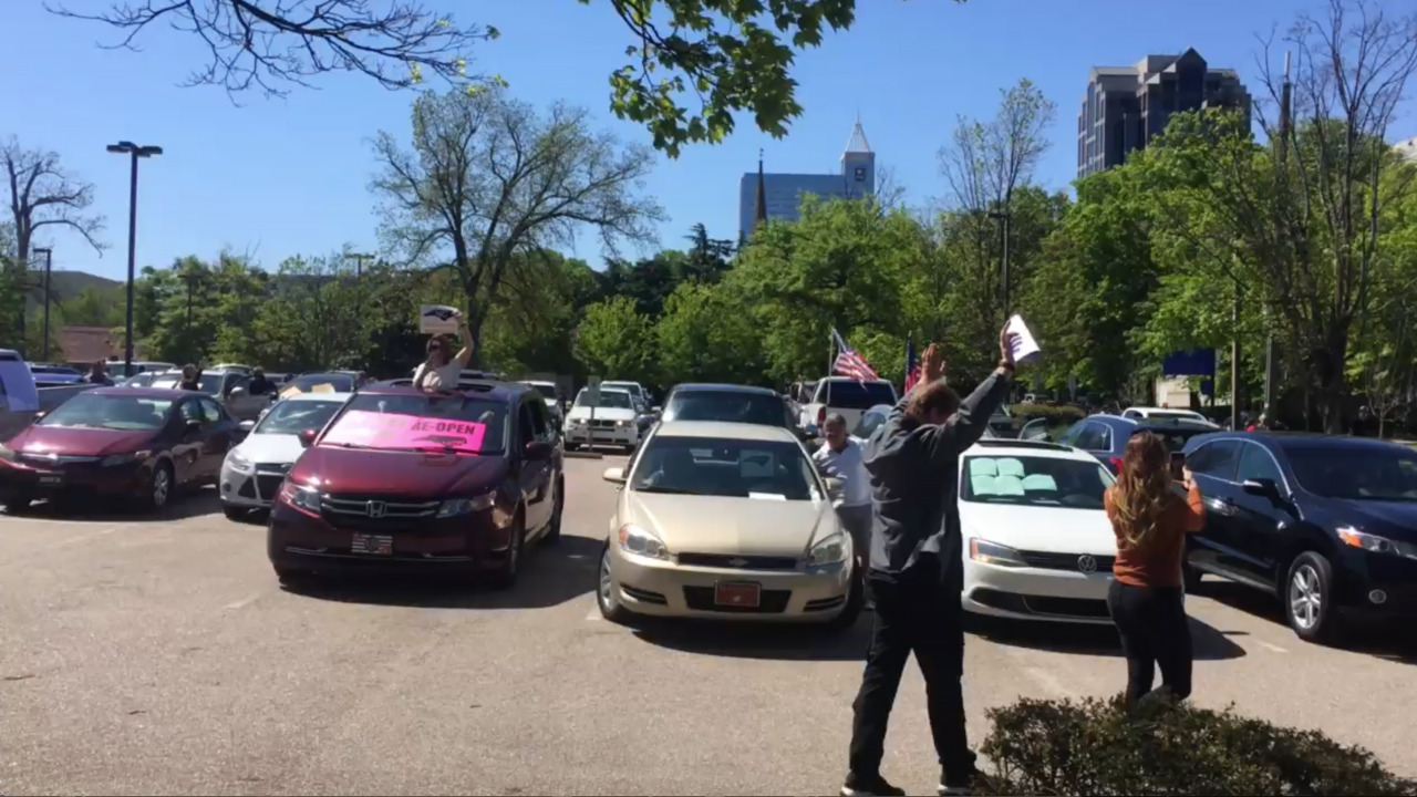 Reopen NC protesters sound car horns calling for end to coronavirus ...