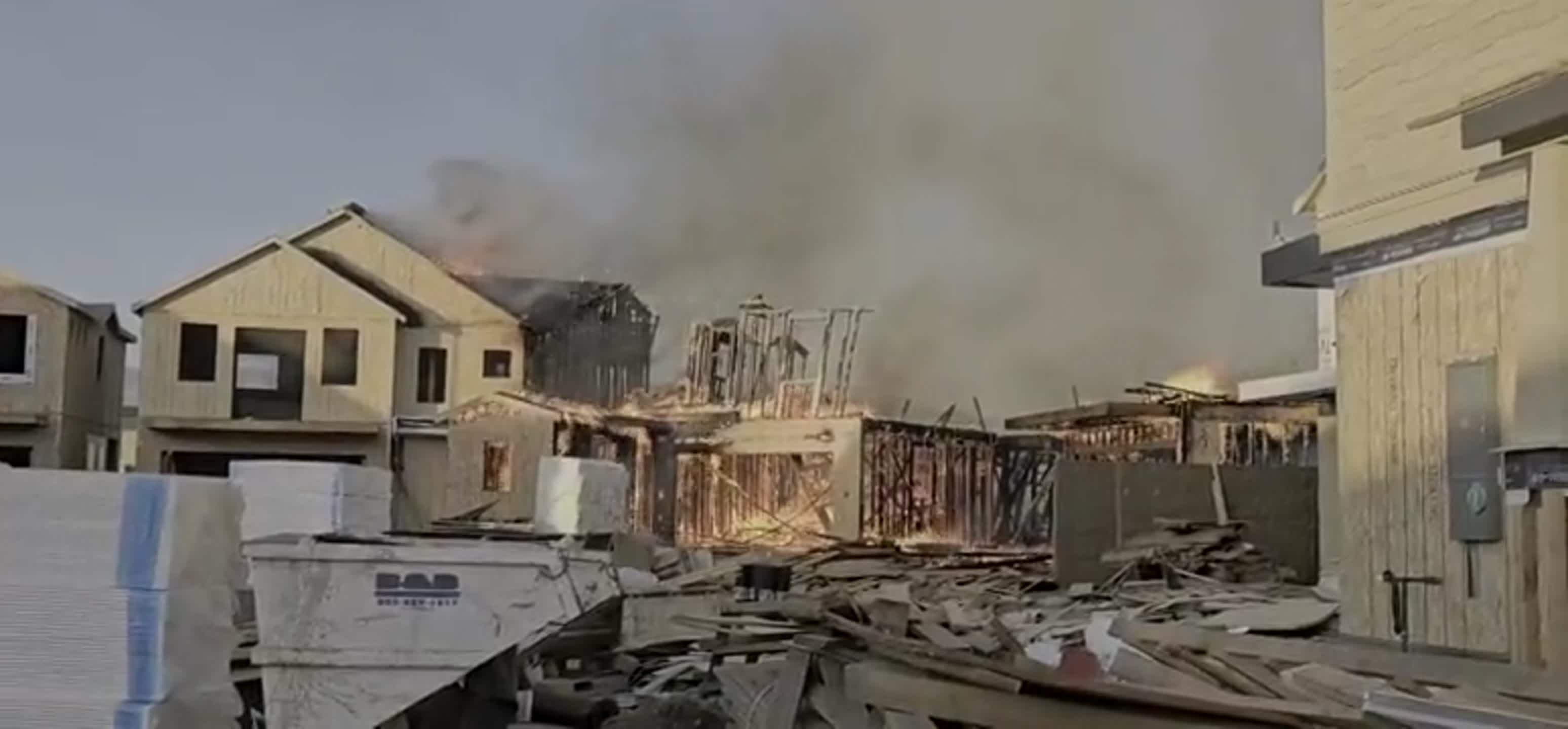 Raw video: Flames engulf homes under construction at San Luis Ranch ...