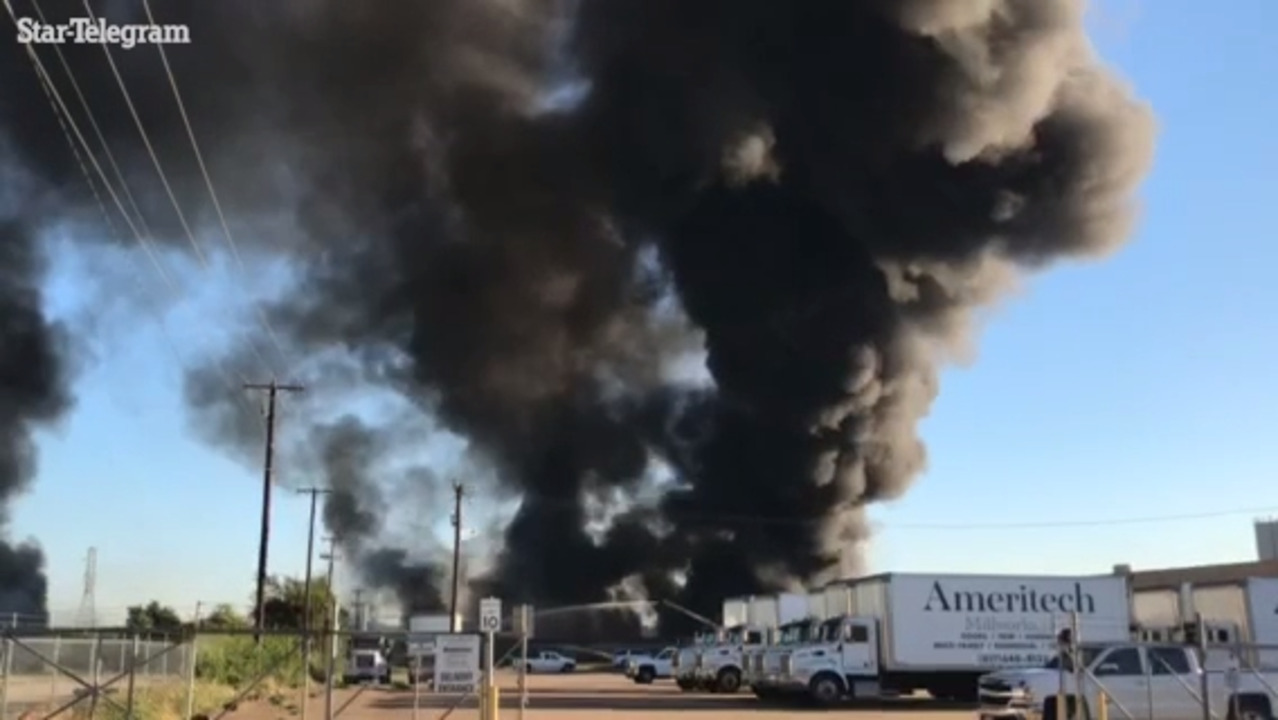 Video: Massive fire continues burning at Grand Prairie plastics company ...
