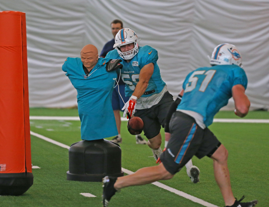 Miami Dolphins linebacker Chase Allen this year compared to last year ...
