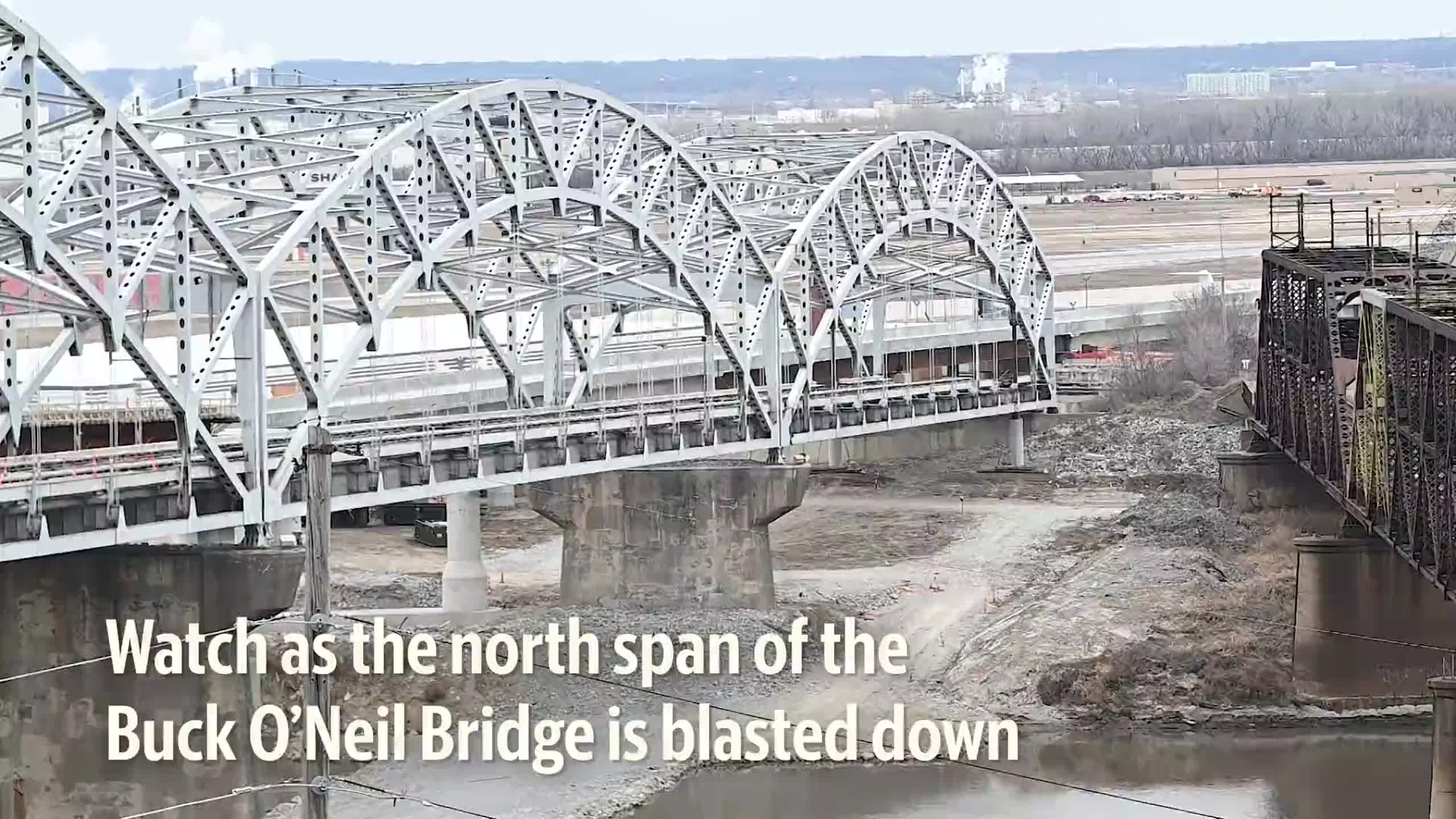 Dynamite! Watch as a span of the Buck O'Neil Bridge gets blasted to the ground | Kansas City Star