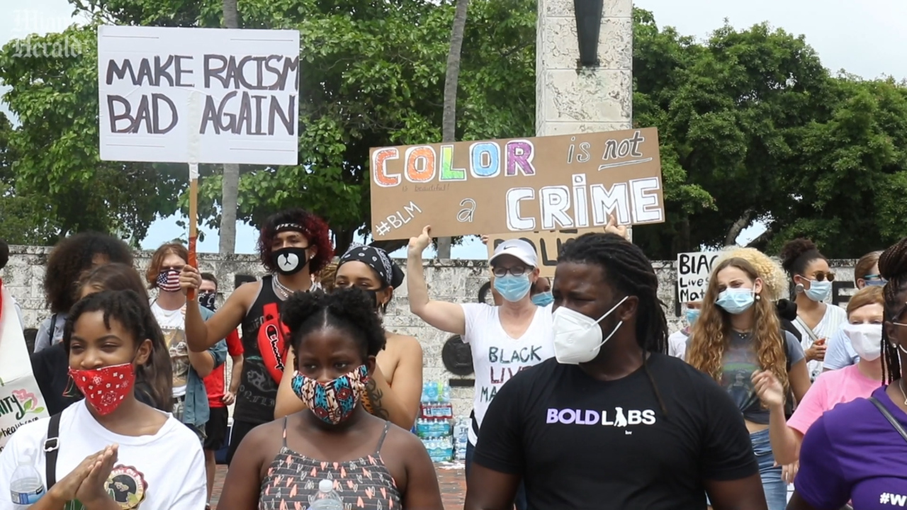Protesters gather in downtown Miami to commemorate Juneteenth | Miami ...