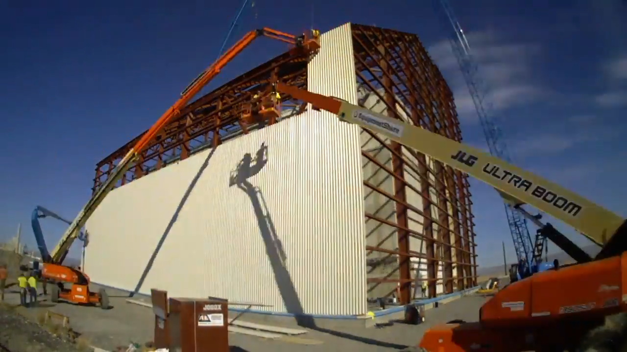 K East Reactor building cocooning time-lapse at Hanford nuclear site ...