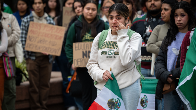 Sacramento State students protest Trump immigration policies and school ...