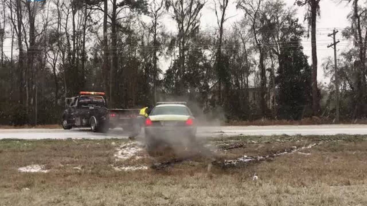 SC Snow causes Bluffton Police car to get stuck in snow | Hilton Head ...