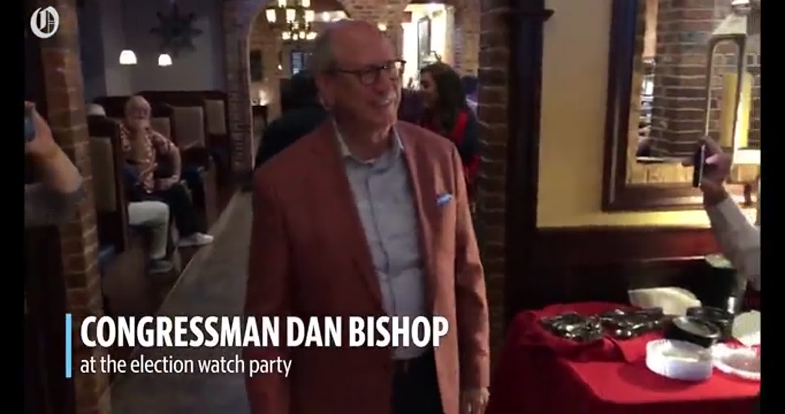 Dan Bishop arrives at Spiro’s Hilltop Fish Fare and Steakhouse in ...