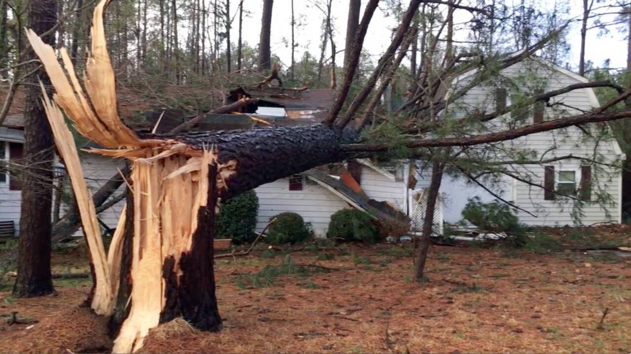 Tree crushes house in Durham during severe storm | Raleigh News & Observer