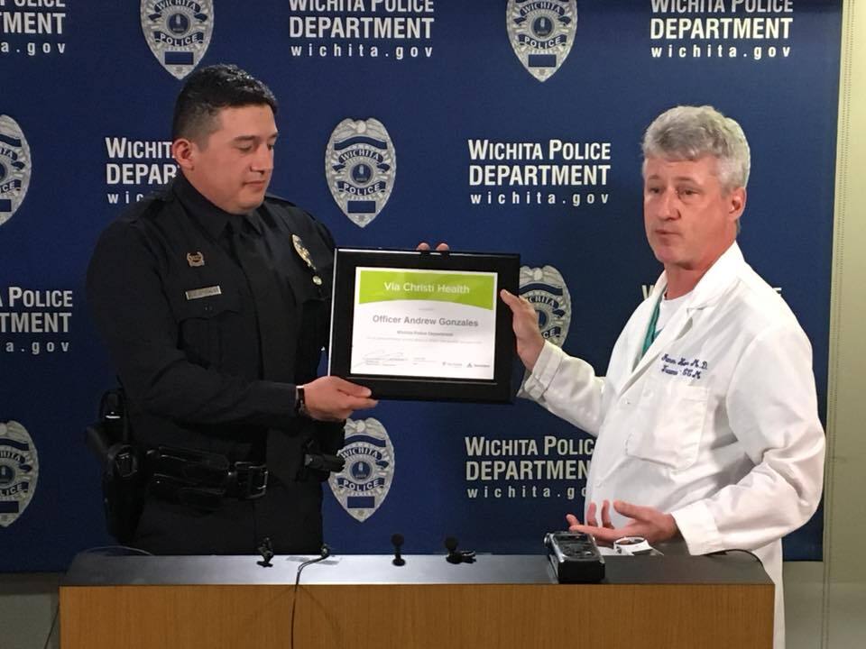 Wichita police officer honored after saving shooting victim | Raleigh ...