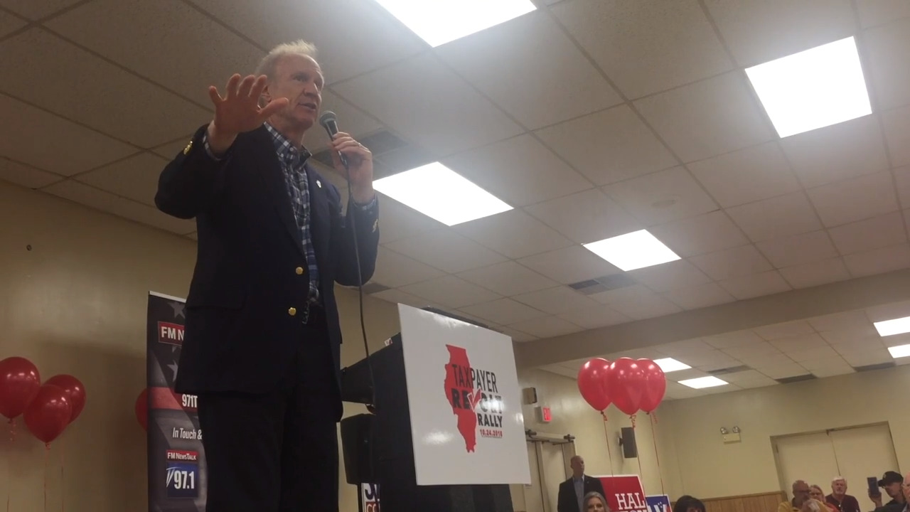 IL Gov. Bruce Rauner campaigns at GOP rally in Collinsville ...