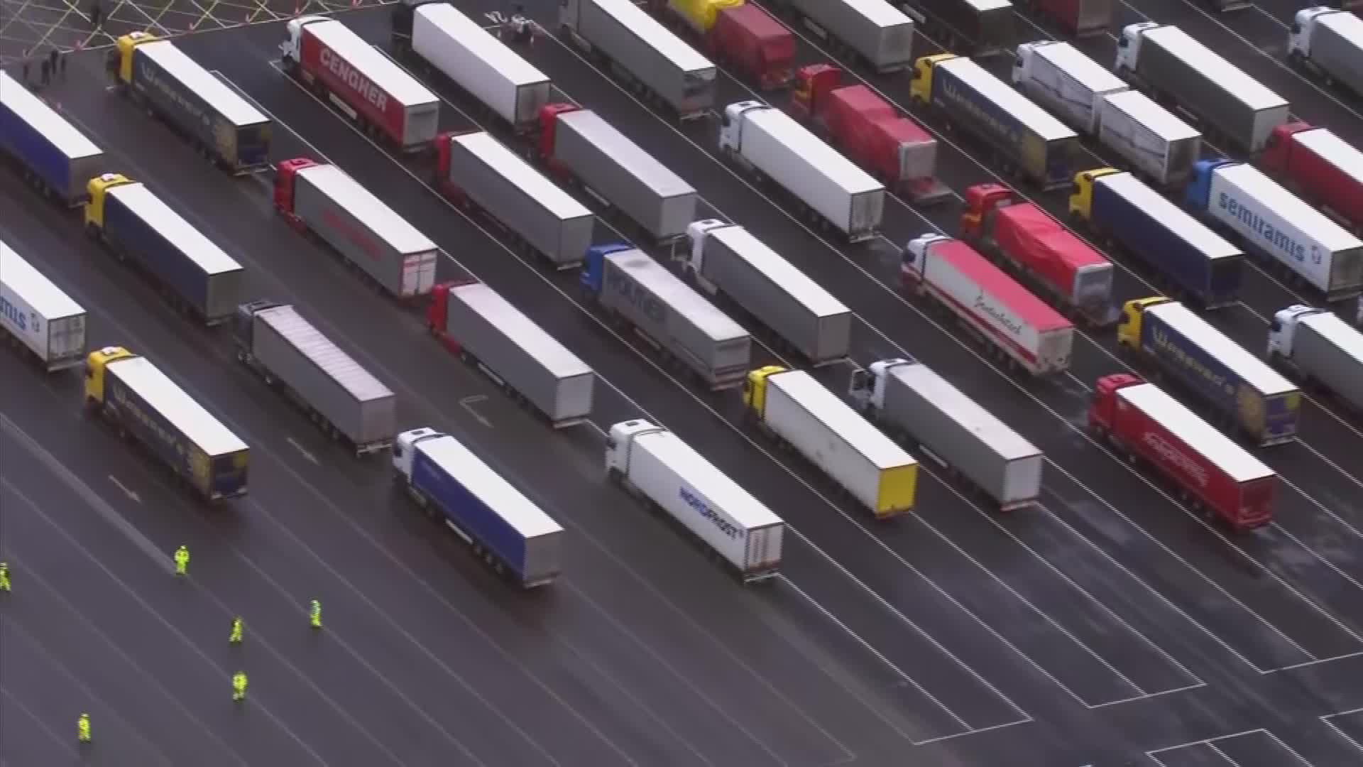 Jaw-Dropping Aerial Video Shows 900 Lorries Parked Up Amid French ...