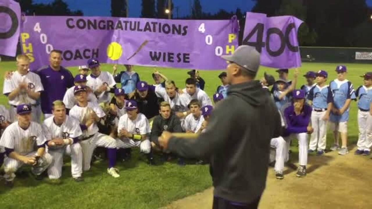 VIDEO: Puyallup baseball coach Marc Wiese honored for 400th win after ...
