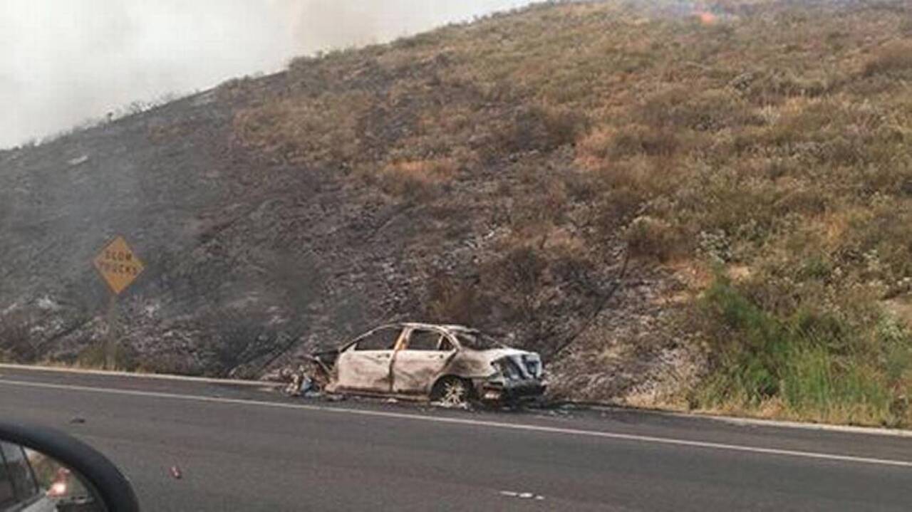 Dash cam video of the car fire, grass fire on Highway 101's Cuesta ...