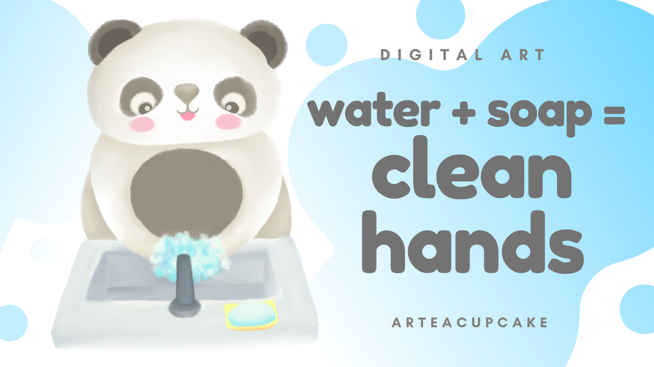 Fun Easy Panda "Wash Your Hands" Reminder Digital Art for Beginners ...