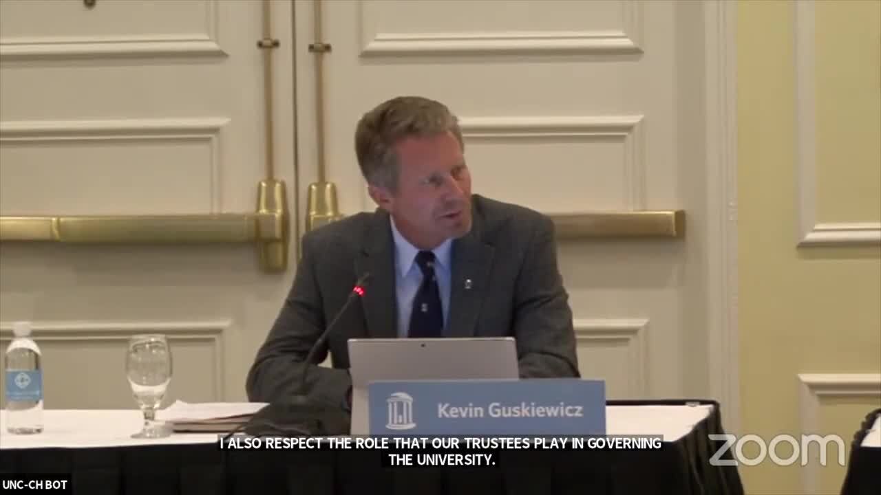 UNC chancellor Kevin Guskiewicz addresses trustees after vote to grant ...