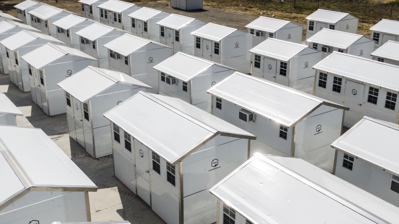 Drone video: Sacramento County Pallet sleeping cabins for homeless ...