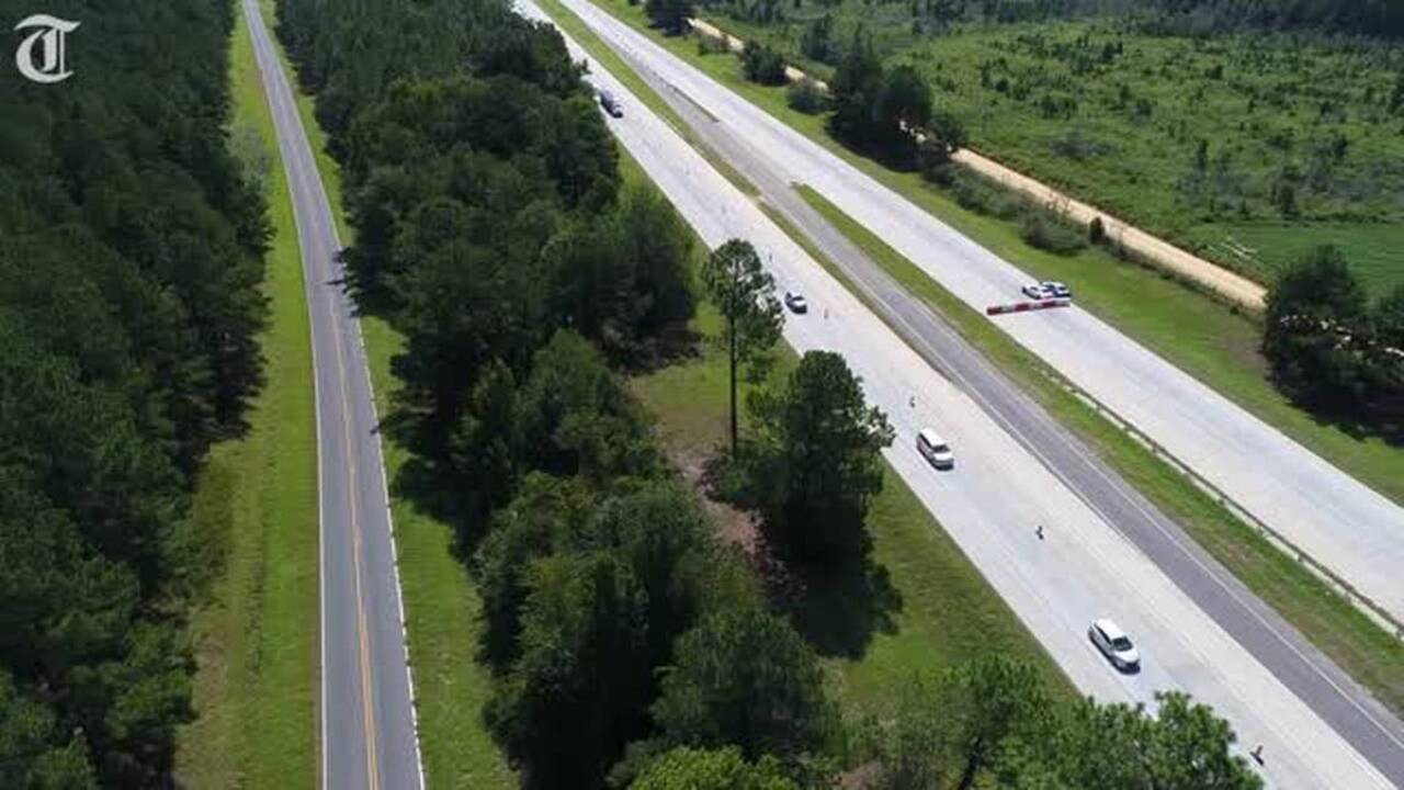 Not much traffic was on eastbound lanes headed west on Interstate 16 ...