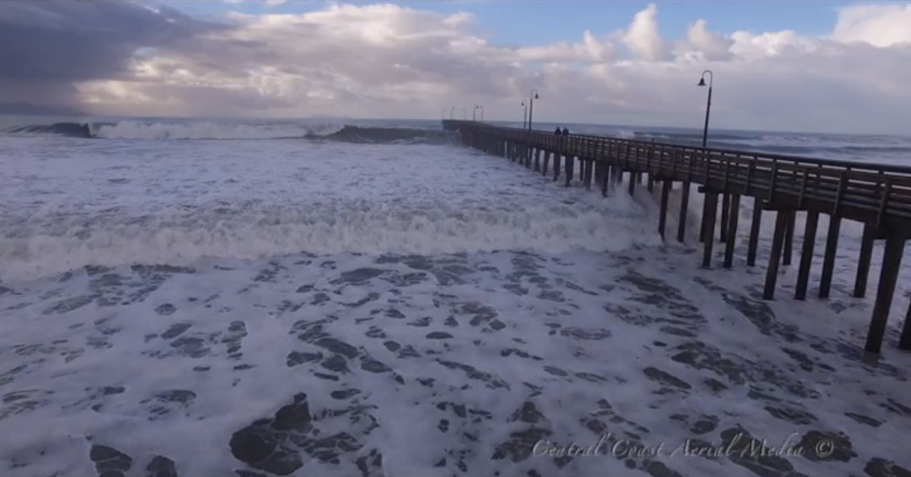 Drone captures huge waves at Cayucos Pier | San Luis Obispo Tribune