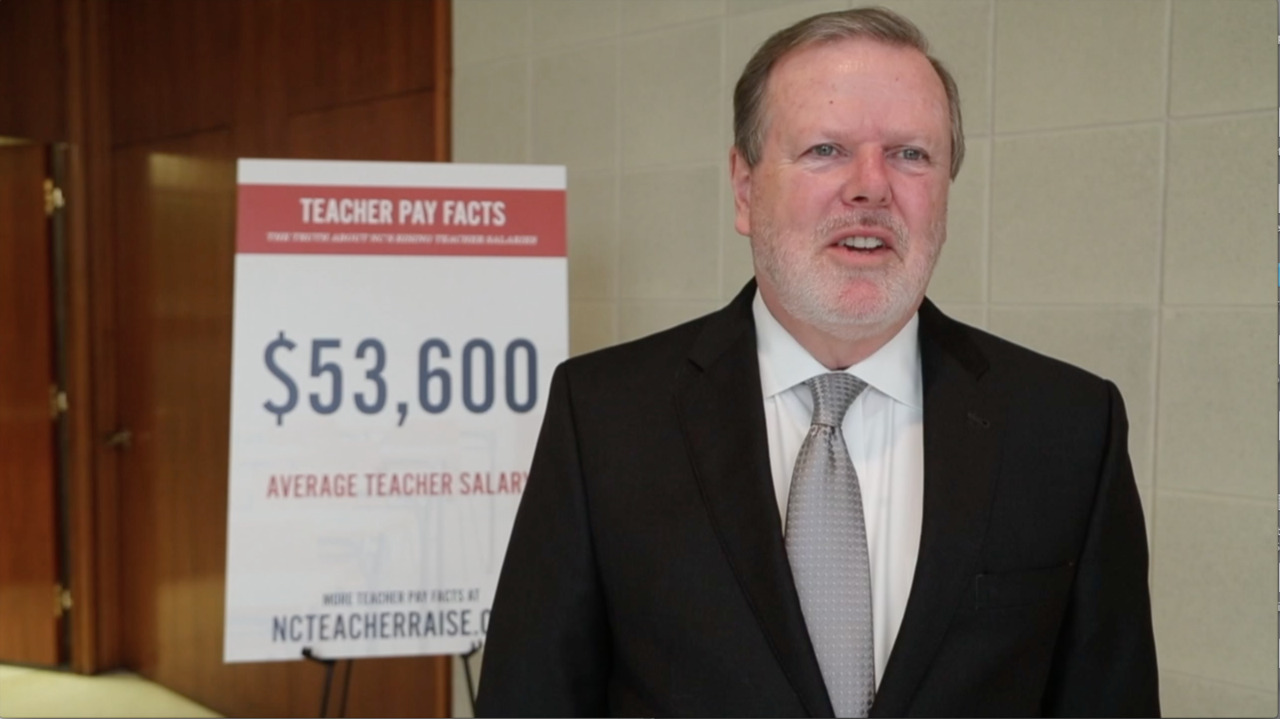 NC Senate leader Phil Berger reacts to NC Teachers marching on the ...