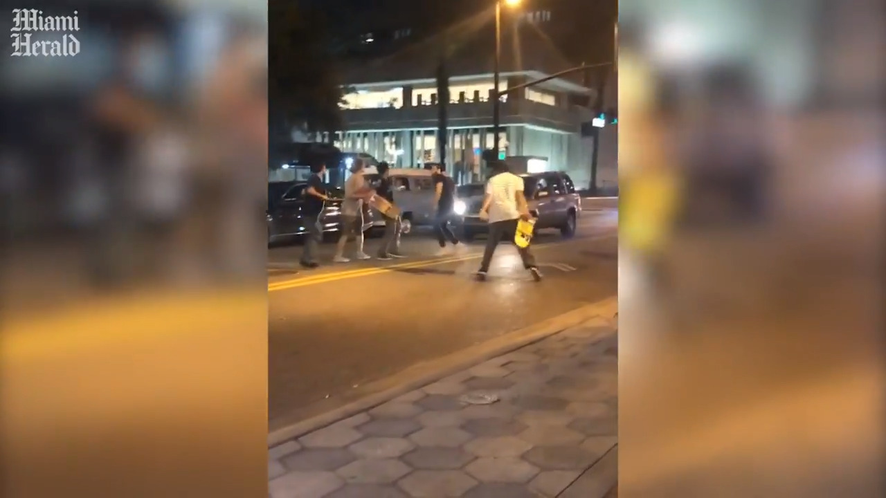Newly released video shows skaters attack two men with skateboards ...