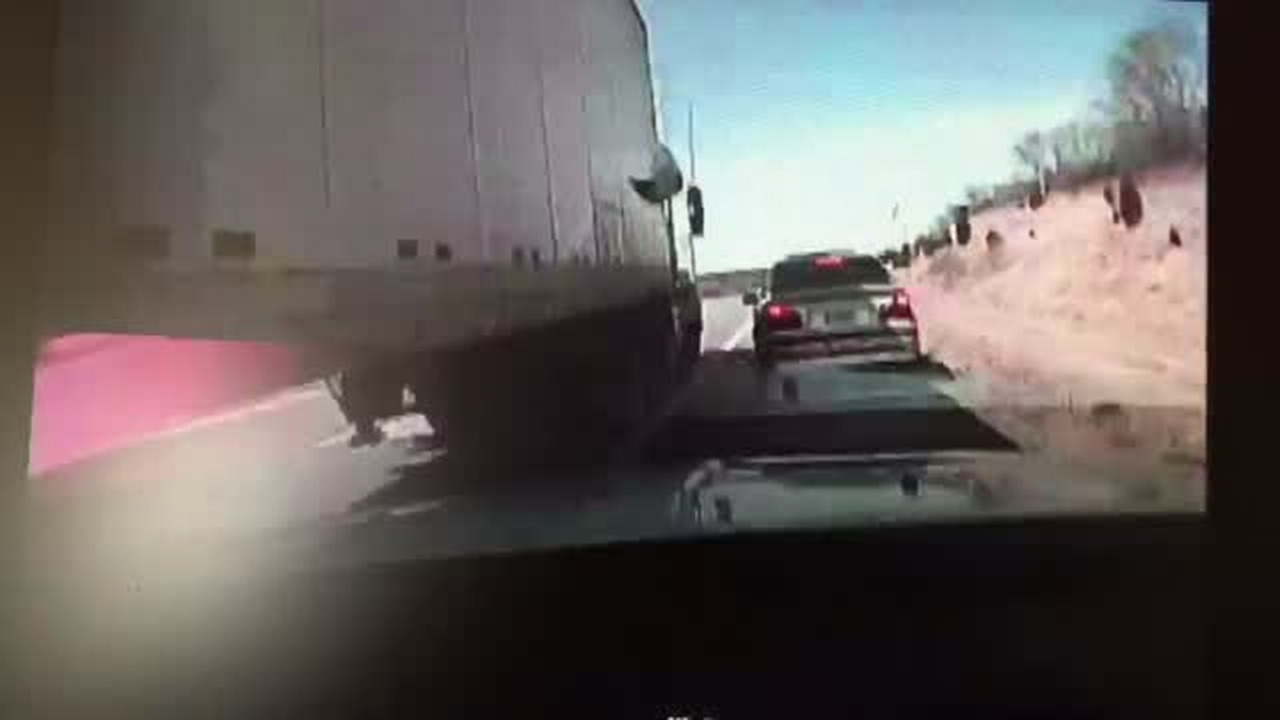 Dashcam shows tractor-trailer sideswiping patrol car | Kansas City Star