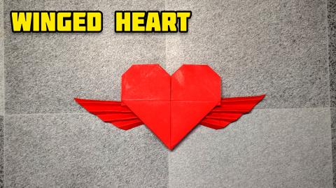 Origami Winged Heart | Type 2 | Origami tutorial | Paper craft - HideoutTV