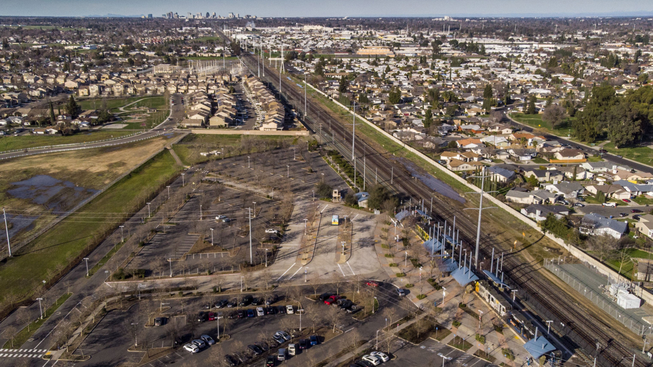 Drone view shows proposed homeless shelter site at Meadowview Light ...