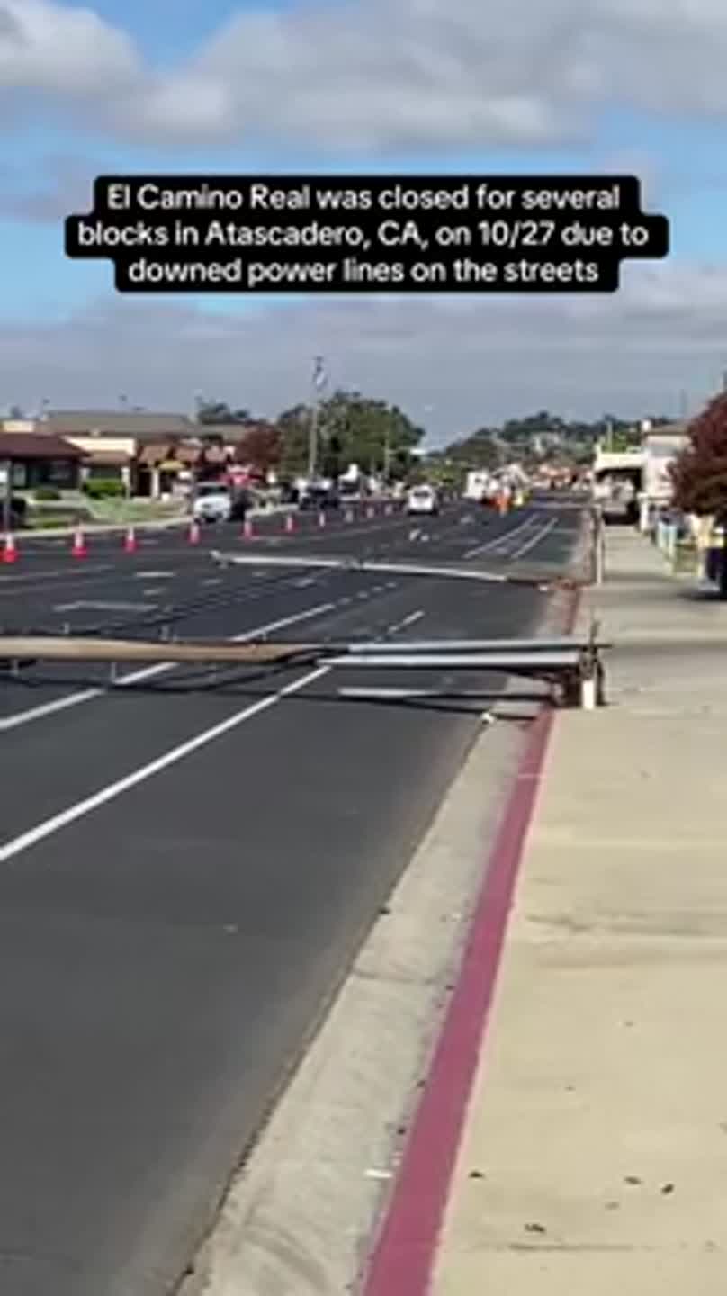 Downed power lines block traffic on busy SLO County CA street | San ...