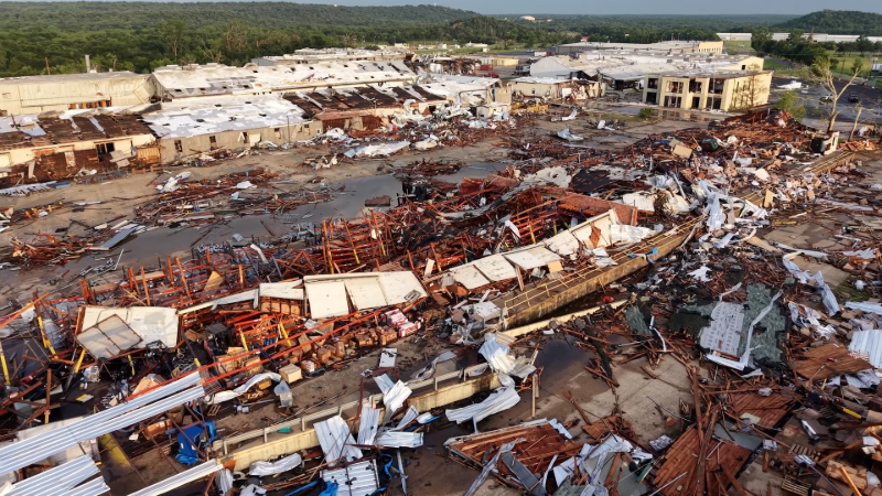 Drone video reveals extreme damage left behind by a tornado in Texas ...