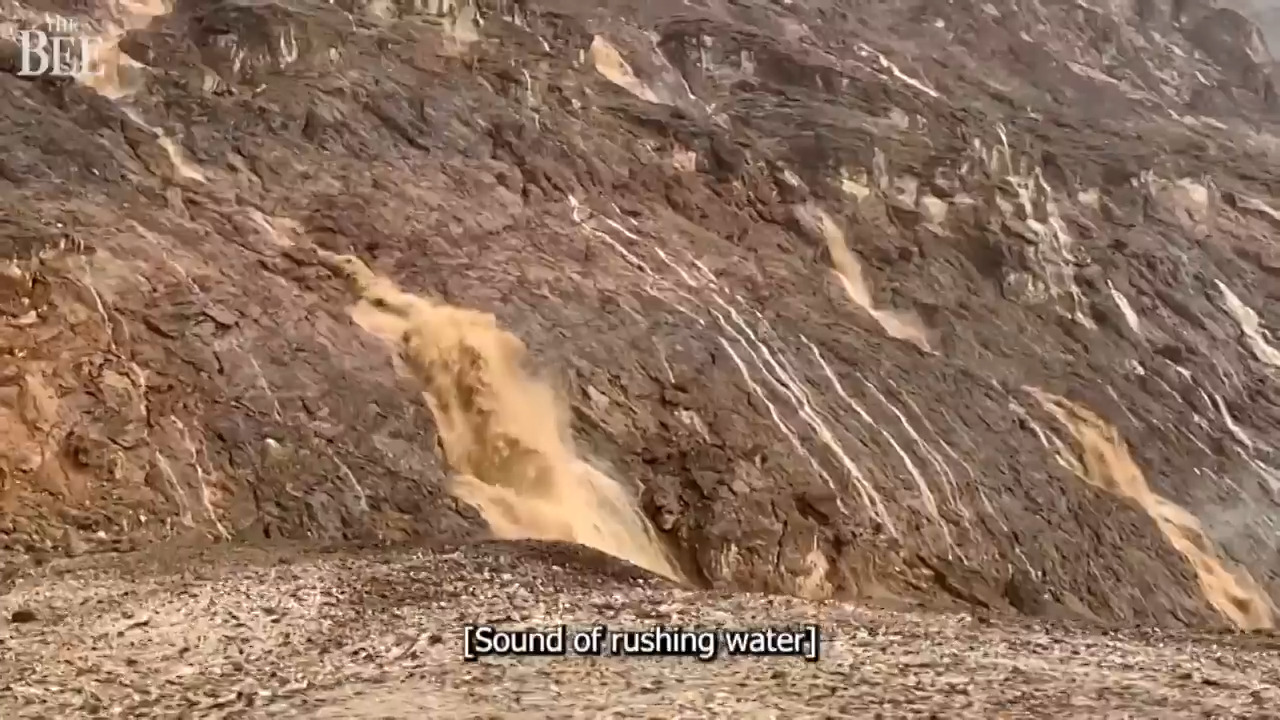 Brown waterfalls in Death Valley after rain in Southern California ...