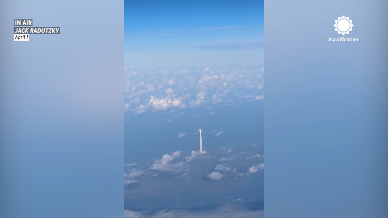 Historic Artemis II launch spotted from passenger plane | AccuWeather