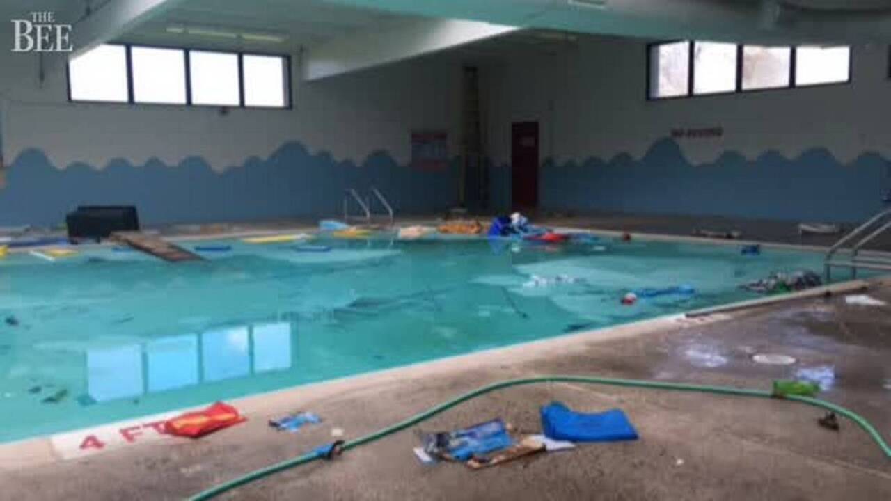 Vandals trash swimming pool at Laurel Ruff Transition School ...