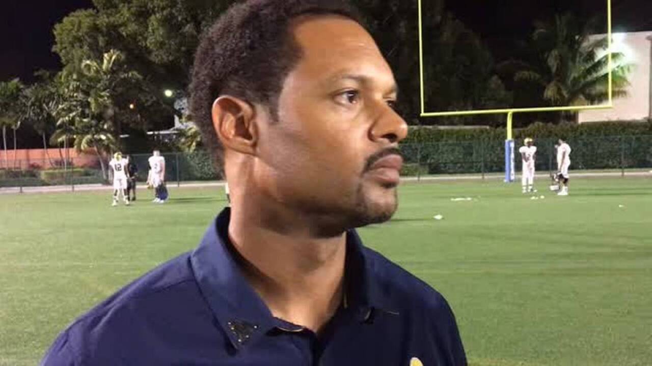 St. Thomas Aquinas coach Roger Harriott speaks after regional final win ...