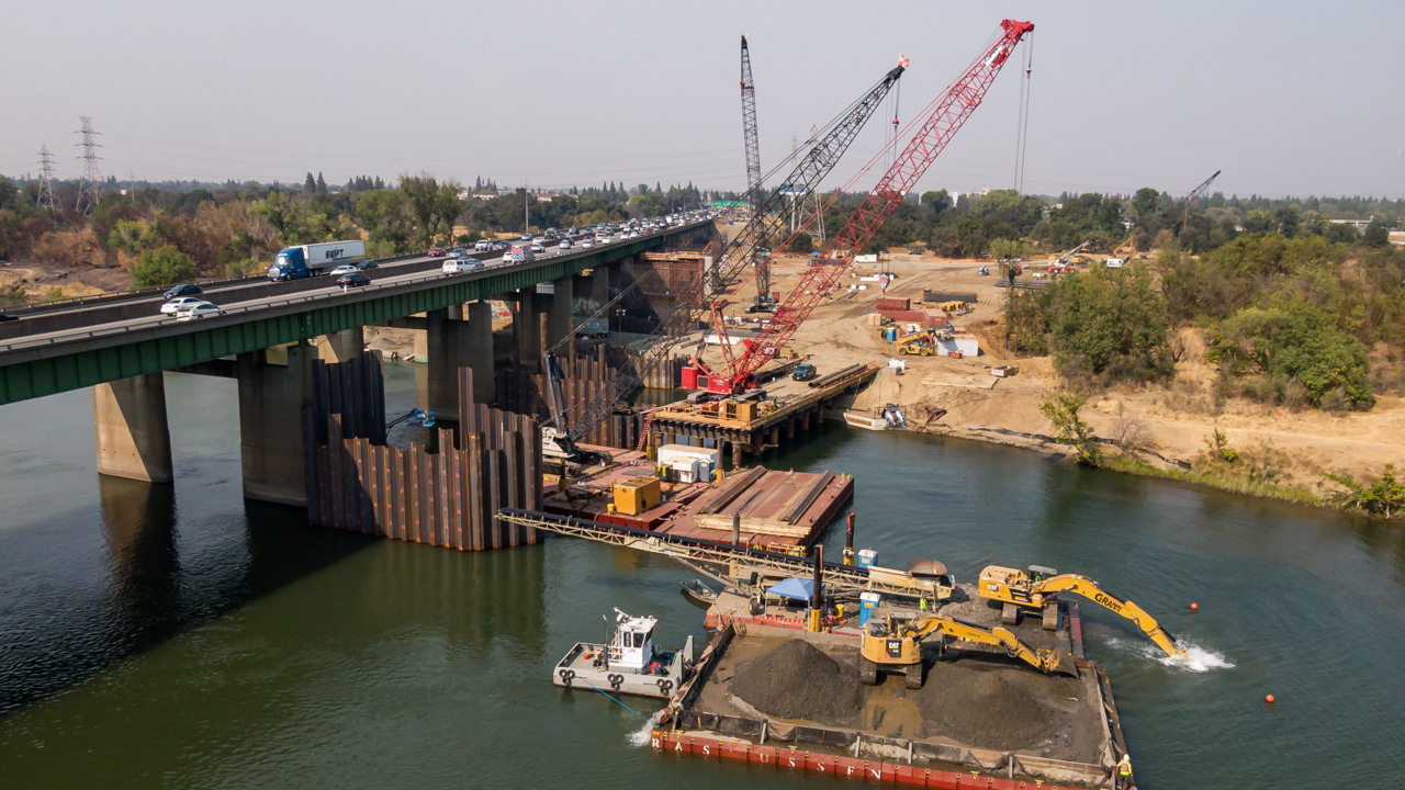 Drone video at Capital City Freeway project near Cal Expo | Sacramento Bee