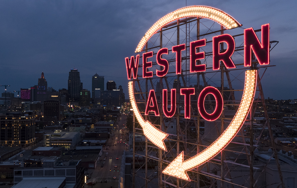Western Auto sign once again lights up the sky in downtown Kansas City ...