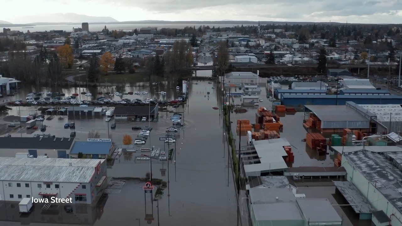 Drone video shows intense flooding in Bellingham, Washington ...